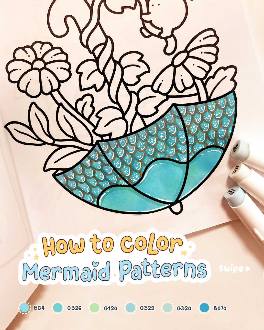 How to color - Mermaid Patterns - COCO WYO