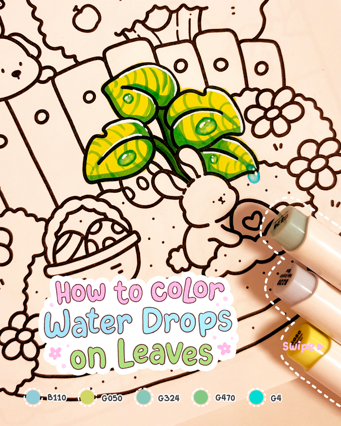 How to color - Water Drops On Leaves - COCO WYO